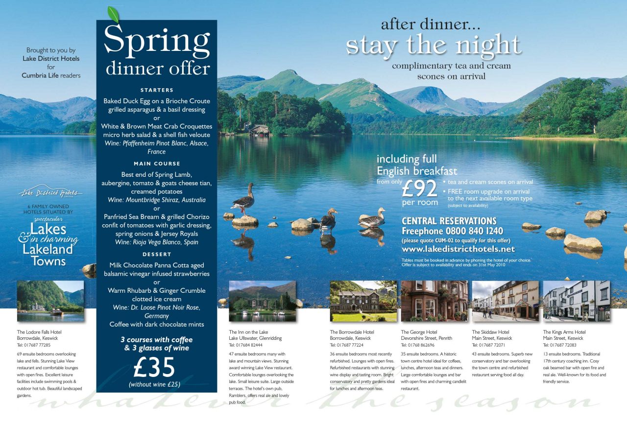 Lake District Hotels Press Advertising - Tennant Design